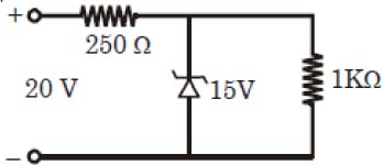 A zener diode, having breakdown voltage equal to 15 V is used in a voltage regulator circuit ...
