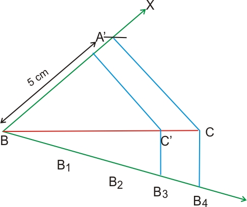 Draw a triangle ABC with BC = 6 cm, AB = 5 cm and ABC = 60°. Then construct a triangle whose ...