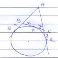 If a circle touches the side BC of a triangle ABC at P and extended sides AB and AC at Q and R ...