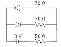 The circuit shown in the figure contains two diodes each with a forward resistance of